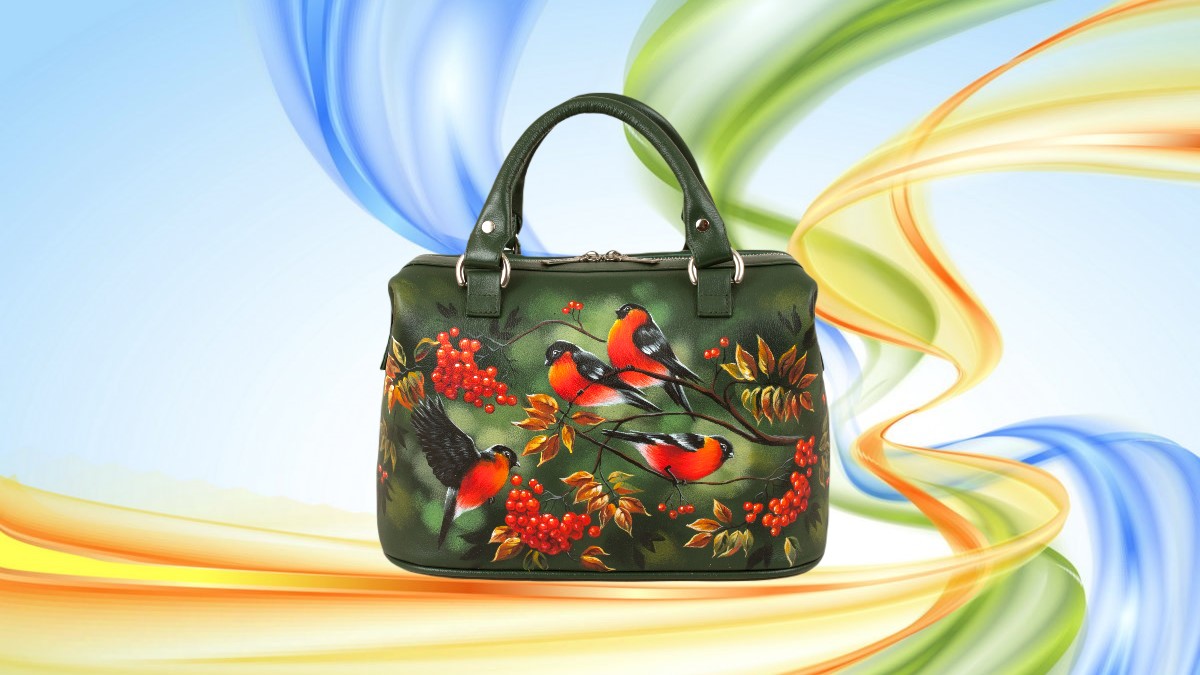 Саквояж каркасный "Снегири на рябине" Pelle-Volare