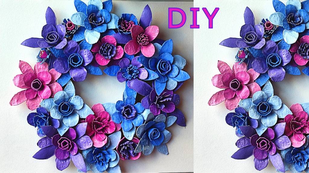 2 супер идеи, как сделать цветы из яичных лотков для декора интерьера.