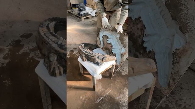 Представляем производство статуй крокодилов по технологии «Мрамор из бетона» для вашей территории!