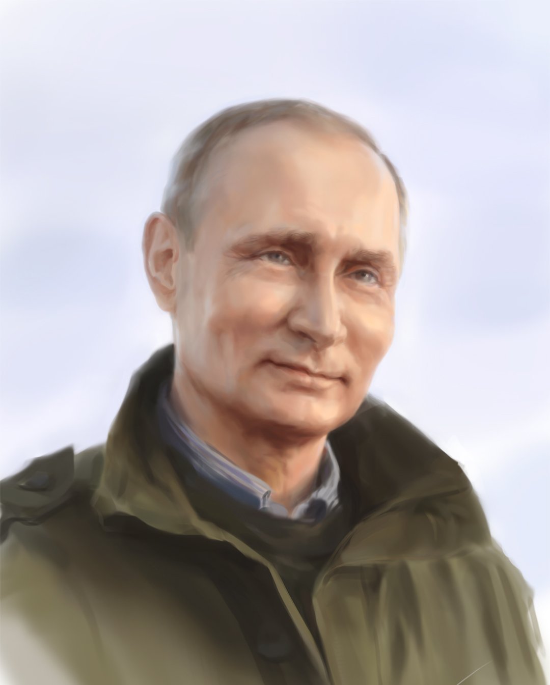 Художник Божена Доду. Процесс рисования портрета Владимира Путина.