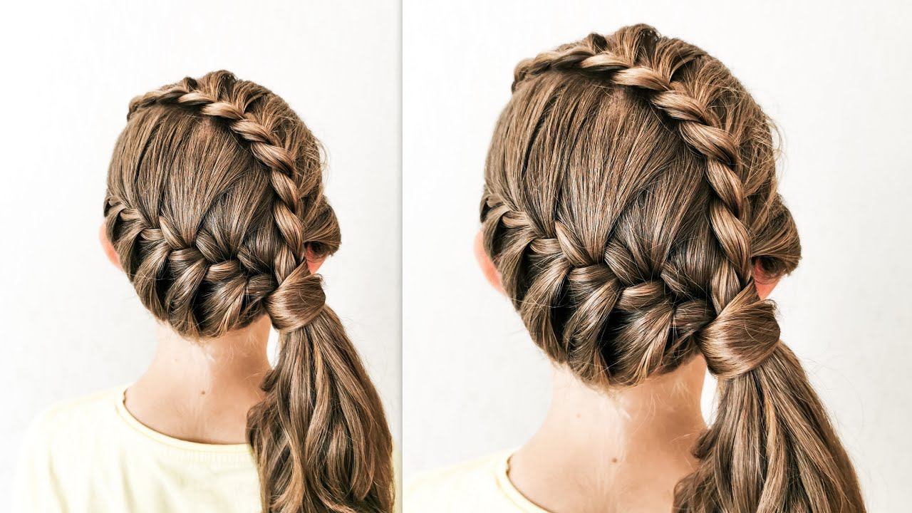 Neat braided hairstyle for every day. Hairstyle for medium hair.
