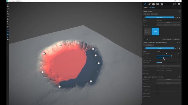 5 Создание кратера от астероида в World Creator