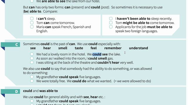 26. Modals: can, could, be able to