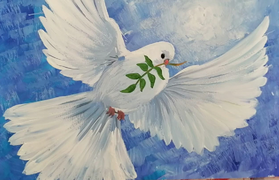 Голубь Мира. Как нарисовать голубя в полёте гуашью. Рисуем с Любовью