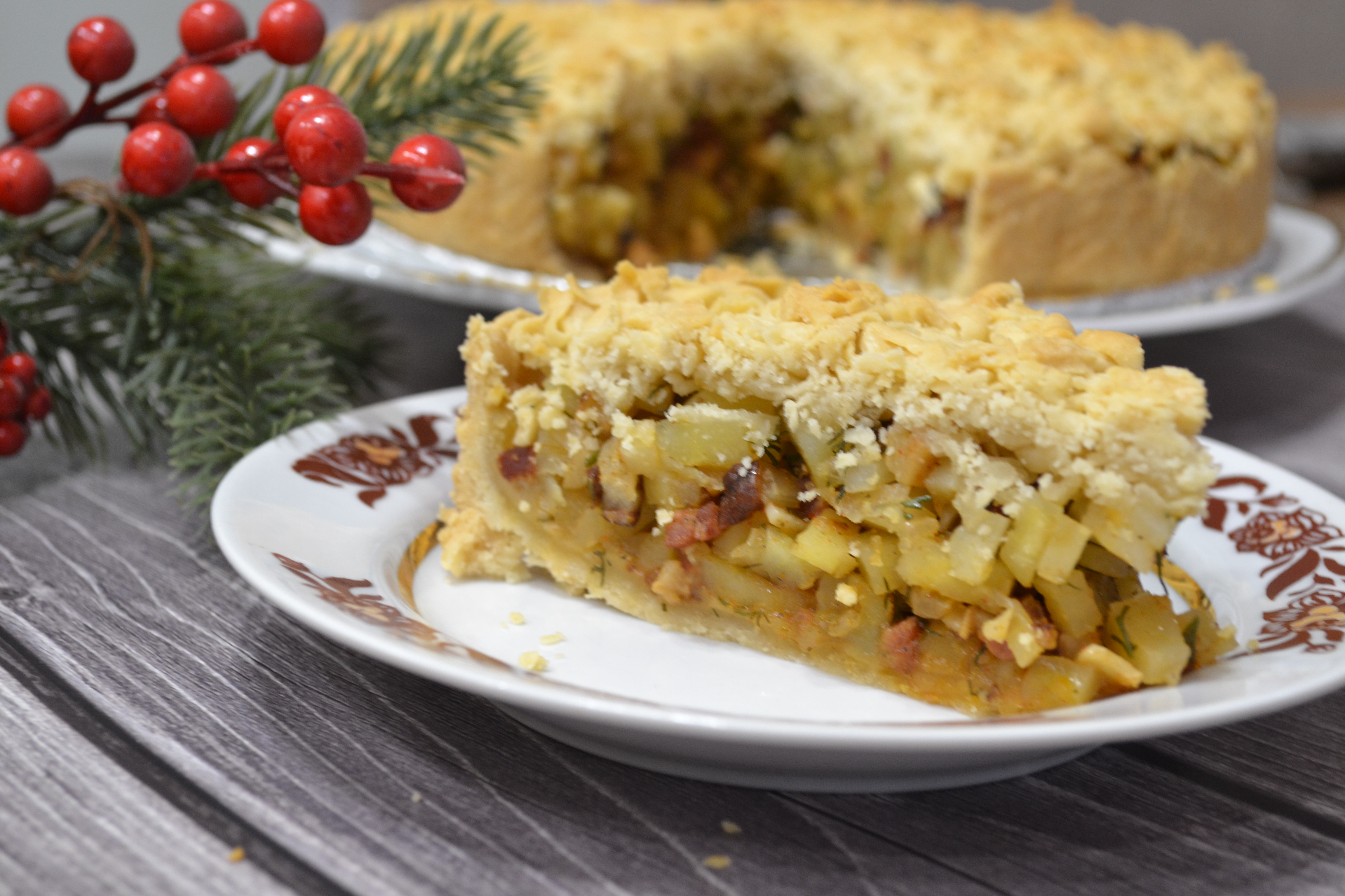 Тертый Песочный Пирог с Картошкой и Копченой грудинкой: и на праздник, и в будни!