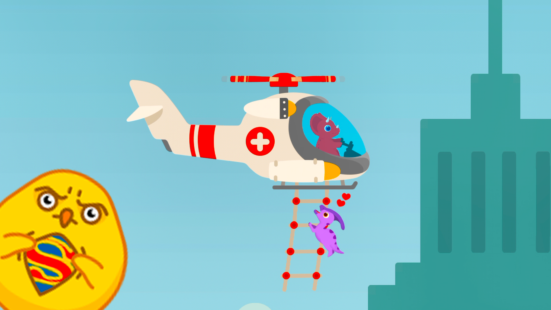 ДИНОЗАВРИК НА ВЕРТОЛЕТЕ | Спасаем динозавриков на вертолете | СМАЙЛИКИ