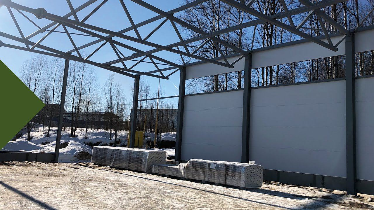 Монтаж стеновых PIR панелей, склад д. Разбегаево