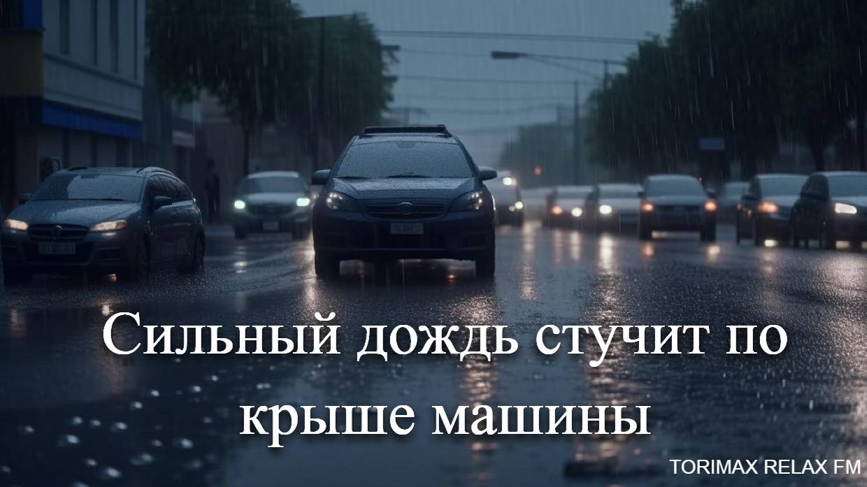Сильный дождь стучит по крыше машины | Звуки дождя
