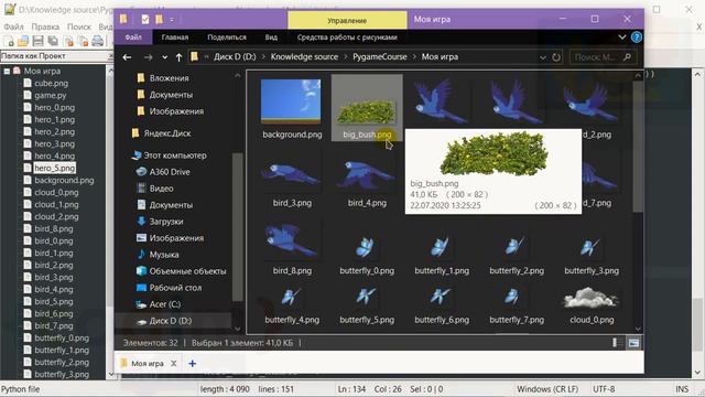 #Pygame Урок 3.9 Кусты, ДЗ