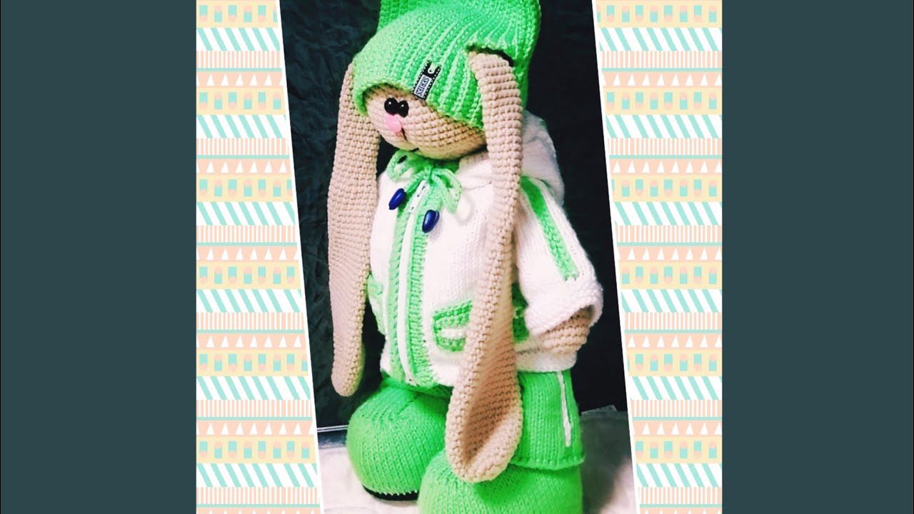 Кофта для зайки с капюшоном на молнии спицами.