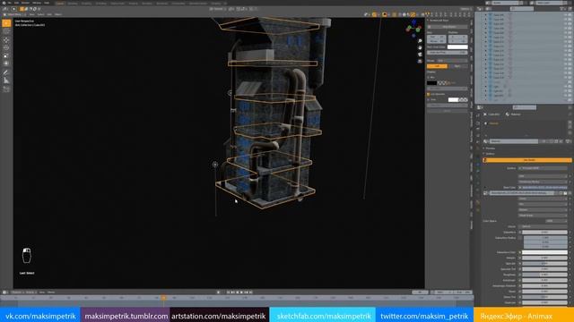 домик в стиле стимпанка в Blender 3d