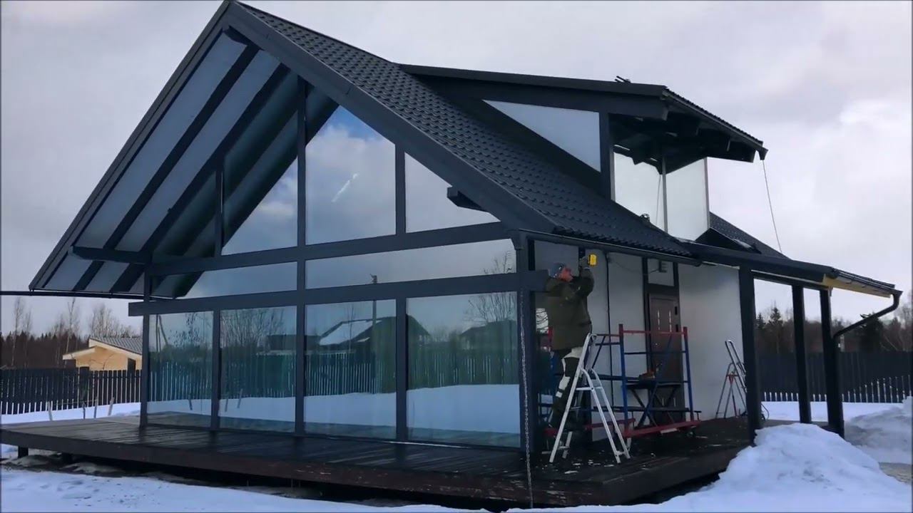 Монтажные работы по подшивке свесов кровли дом в стиле фахверк, КП "Пять холмов"