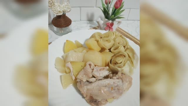 Вкусный ужин из простых продуктов или блюдо входного дня. Штрули с картошкой и курицей (штрудли)