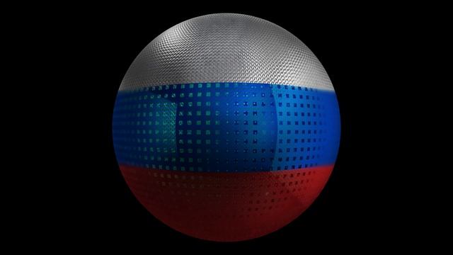 Сфера в виде флага России. Цикличный видео дизайн в 4K.