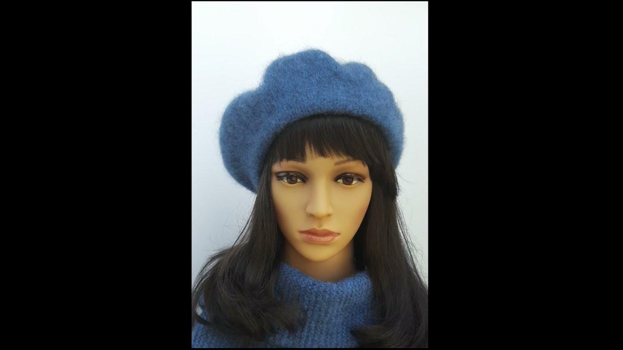 Валяно-вязаный берет и снуд, 100 % шерсть, синий цвет