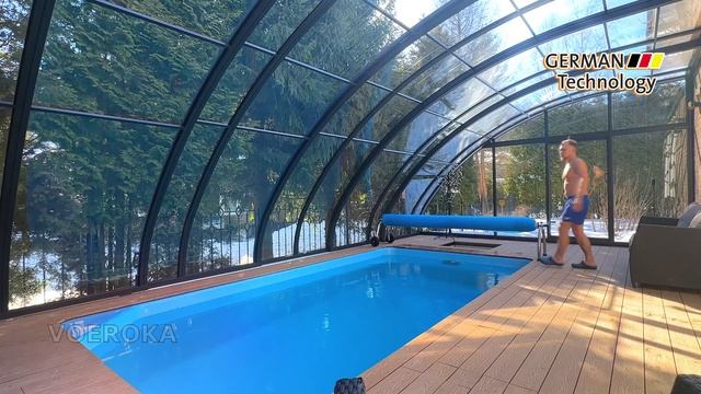 Зимняя эксплуатация уличного бассейна под павильоном