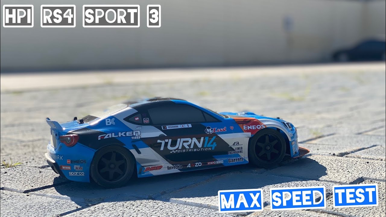 HPI RS4 Sport 3 Subaru BRZ тест и замер МАКСИМАЛЬНОЙ скорости! | тест subaru brz