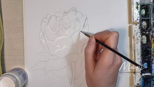 Рисуем розу с маскирующей жидкостью. Что получилось?.mp4