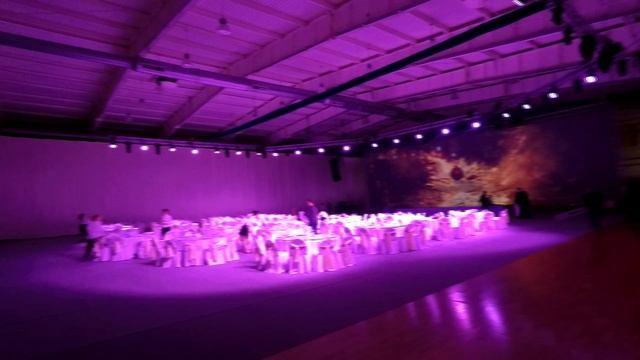 Большой проекционный экран и проекторы "Barco".