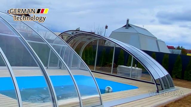 Павильон для бассейна модель Exclusiv Остекление прозрачное Цвет профиля Серебро