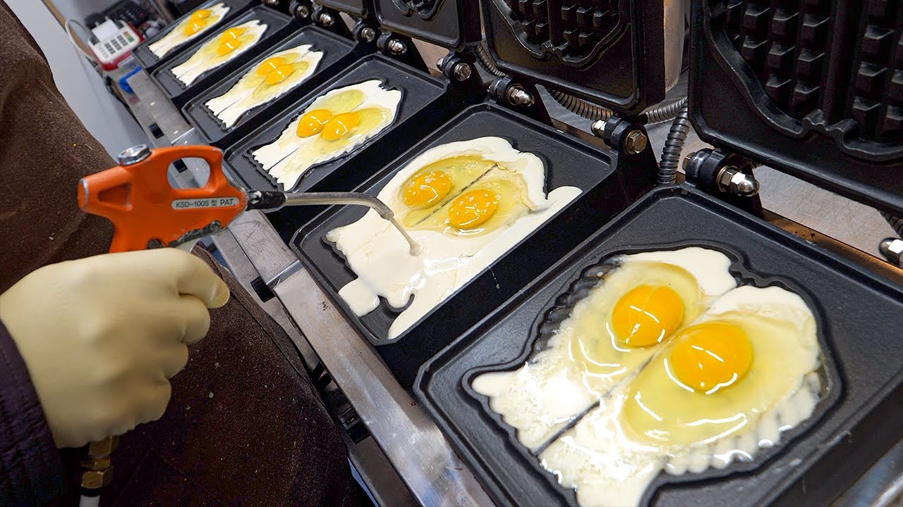 Аппетитная уличная еда в Корее!! Вафли из яичного хлеба в форме рыбы - корейская уличная еда