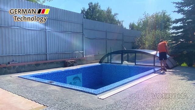 Размеры Flair 6,0х4,5х0,9м. Раздвижной павильон для бассейна модель FLAIR