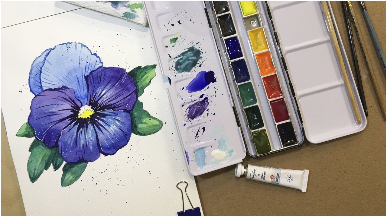 Цветы. Анютины глазки. Рисование.