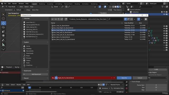 6. Creating the run back 45's to stand soft stop