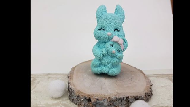 Фигурка из полимерной глины Мама Зайка с дочкой Заинькой. Статуэтка ручной работы от AnneAlArt