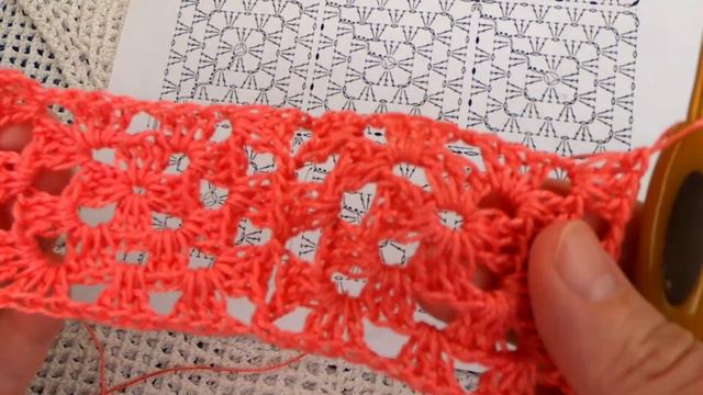 МОТИВ "Бабушкин квадрат" безотрывным способом , вязание крючком по СХЕМЕ