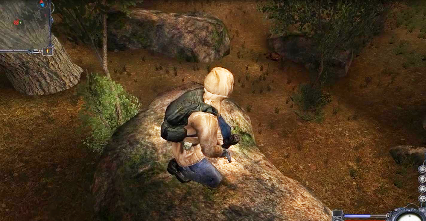 S.T.A.L.K.E.R.: Чистое небо.Заходим на свалку.Обыскиваем трупы диггеров.Находим одного из диггеров.