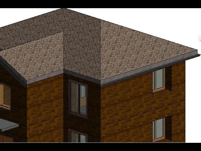 Формирование крыши по контуру стен (самый простой коттедж): Revit #11