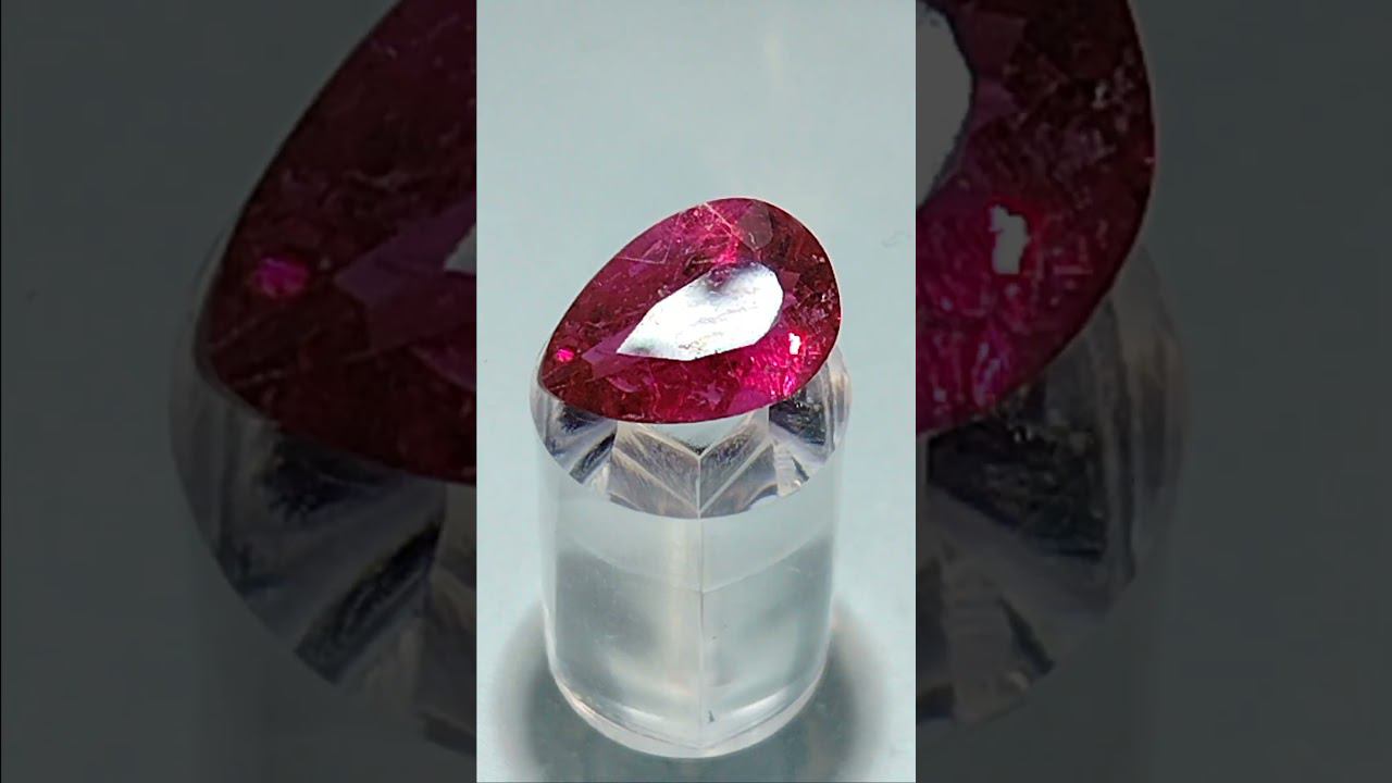 OUTSTANDING! NATURAL UNHEATED HOT SWEET PINK COLOR PEAR CUT TOURMALINE GEM 1.3CT турмалин