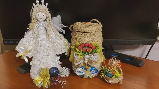Декорирование стеклянной банки своими руками ️ Поделка из джута и кружева | Handmade