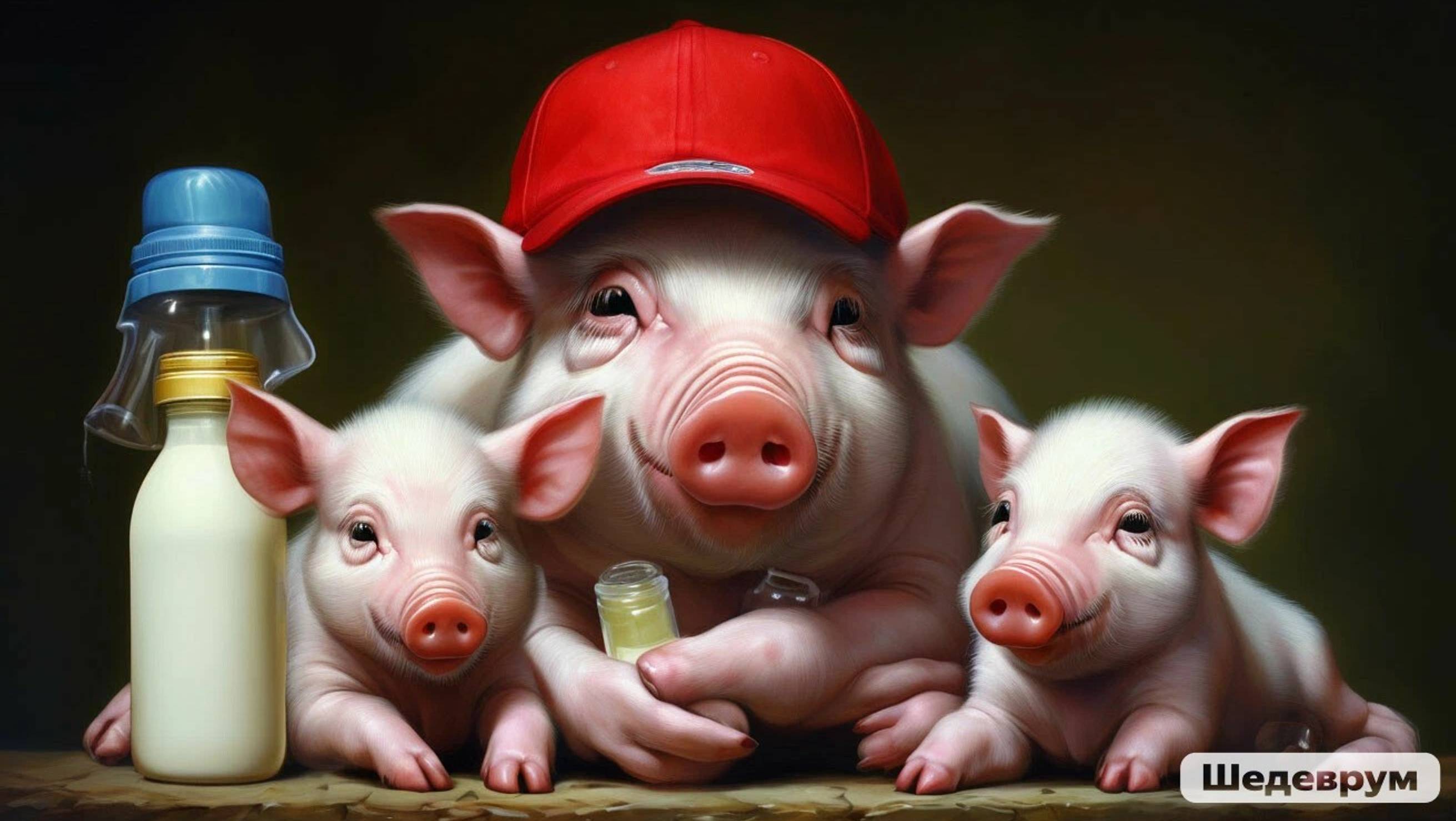 Невероятно ! Поросята сосут хряка !