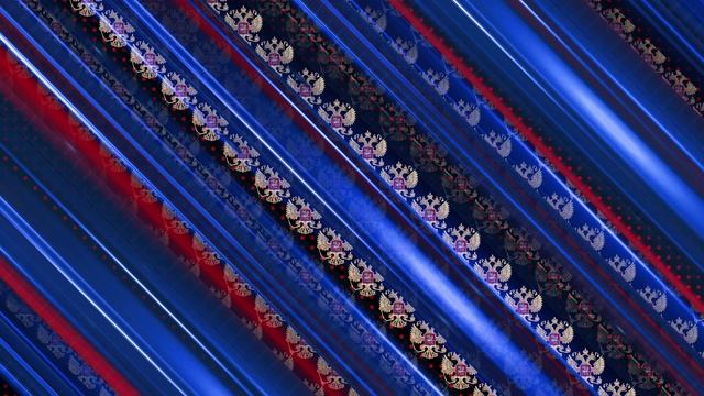 Фон с анимационными абстрактными занавесами с гербом России. Цикличный футаж в 4K.