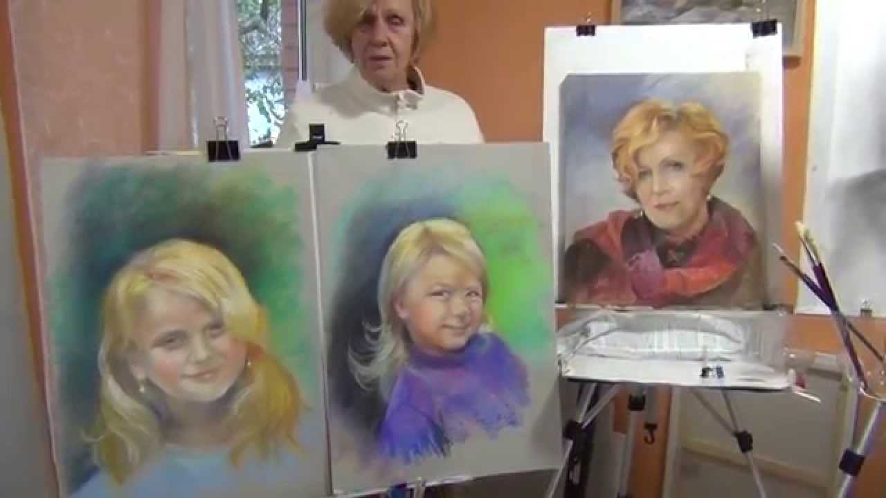 Портреты внучек  "пастелью"  и автопортрет  в "масле". Отзыв  с МК Т.Артыковой