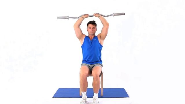 17. Разгибание локтя с гимнастической палкой сидя и стоя.