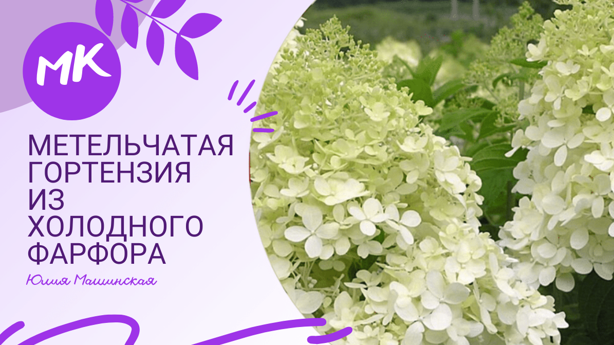 Мк Метельчатая гортензия из холодного фарфора