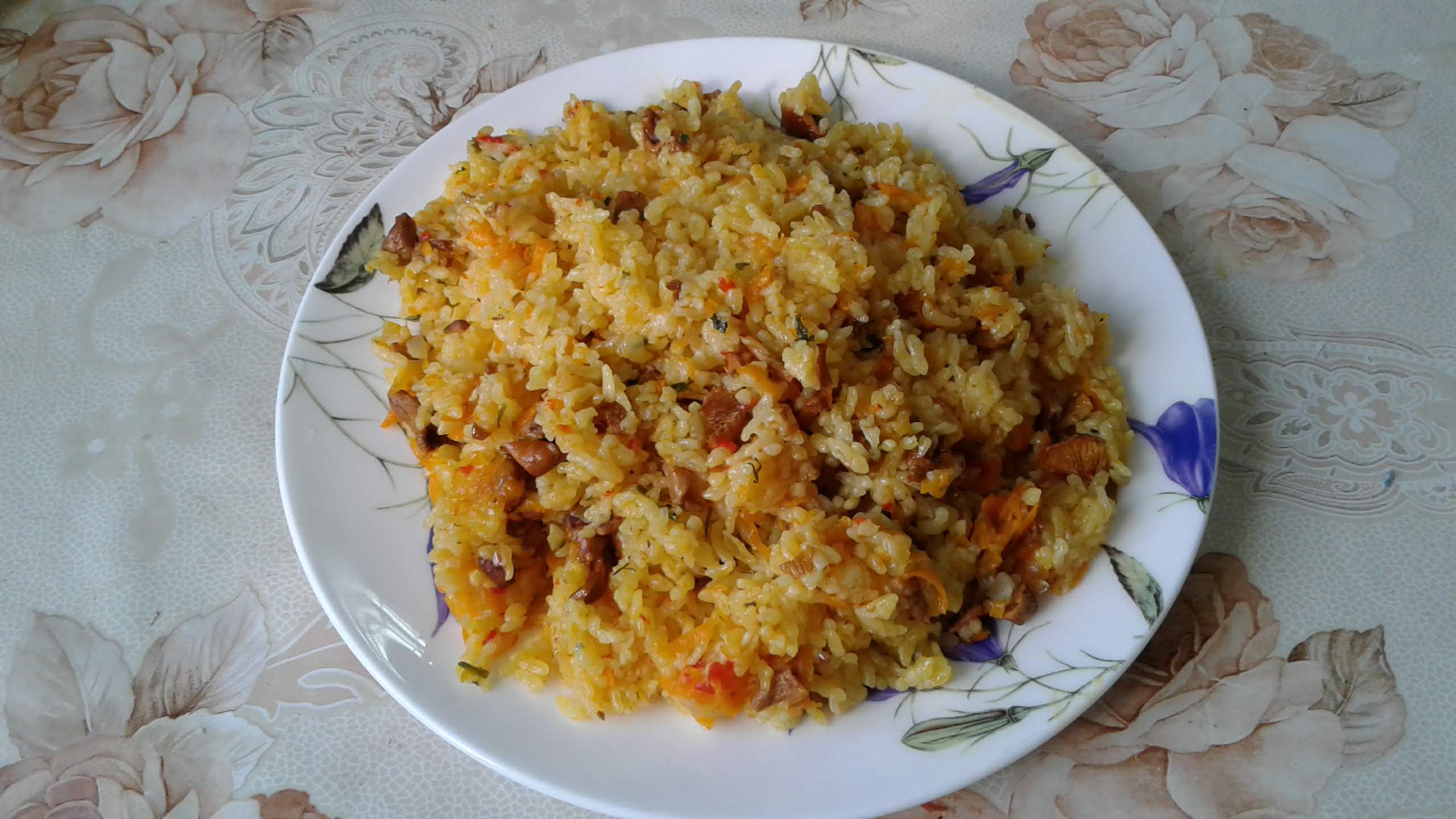 Рис с грибами в мультиварке.  Начинка для блинов.