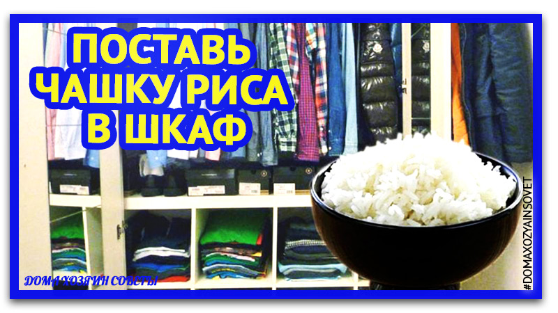 Как избавиться от запаха в шкафу. Поставьте чашку риса в шкаф. Блестящая идея удалить запах в шкафу.