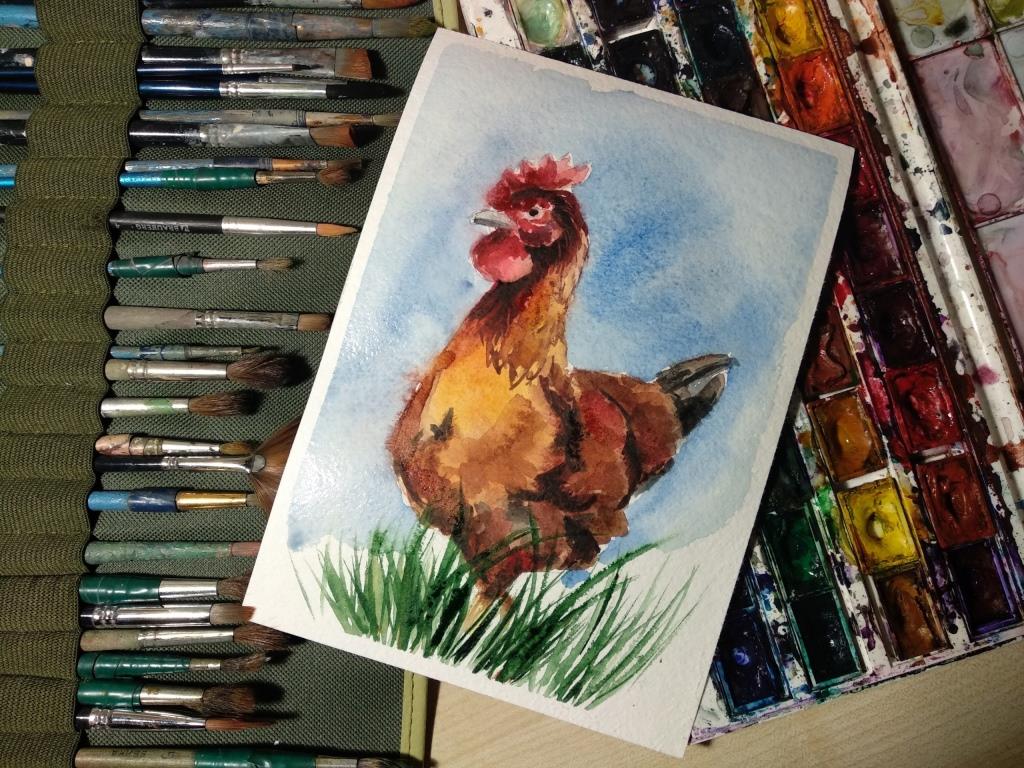 Курочка. Акварель/Hen. Watercolor.