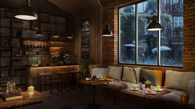 Rainy Cafe with Cozy Jazz - Relaxing Elegant Instrumental Jazz for Work, Study, .mp4