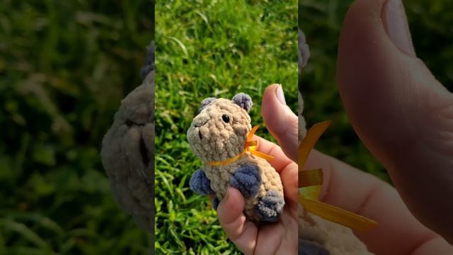 Мягкая игрушка Капибара. Вяжется игрушка без отрыва нити. Размер игрушки 9см.