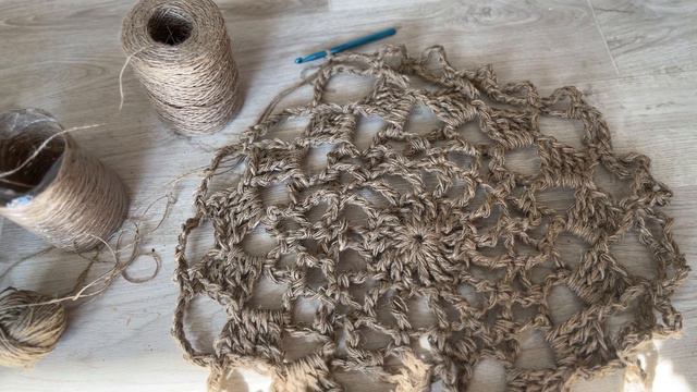 🧶 КОВРИК ИЗ ДЖУТА #крючком 12-07-2024