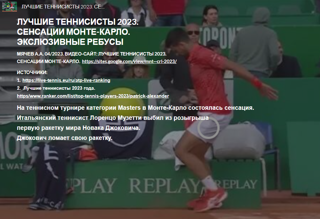 ЛУЧШИЕ ТЕННИСИСТЫ 2023. СЕНСАЦИИ МОНТЕ-КАРЛО. ЭКСЛЮЗИВНЫЕ РЕБУСЫ