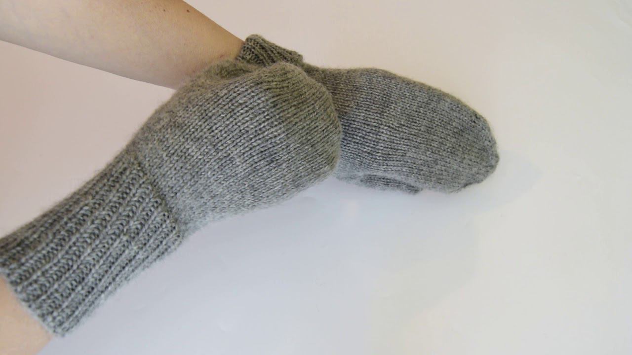 Варежки вязаные. серые, натуральная шерсть
