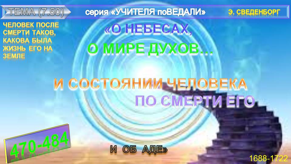 (50) ЧЕЛОВЕК ПО СМЕРТИ ТАКОВ, КАКОВА БЫЛА ЖИЗНЬ ЕШГО НА ЗЕМЛЕ- О НЕБЕСАХ, О..., Э. Сведенборга