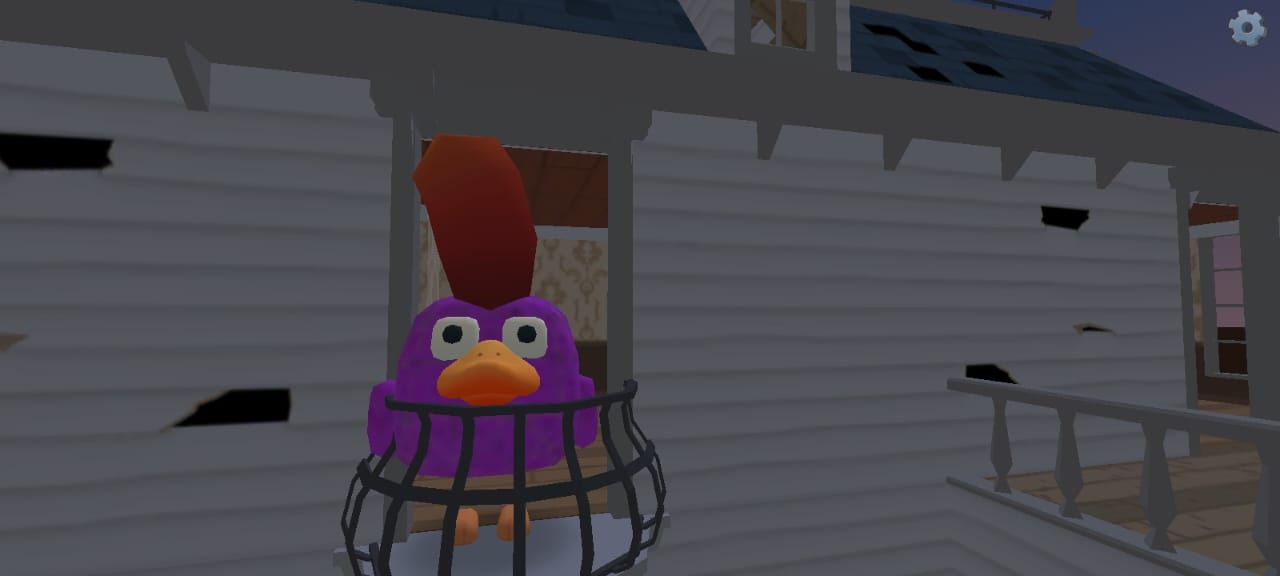 Розовый гусь смотрит в окно