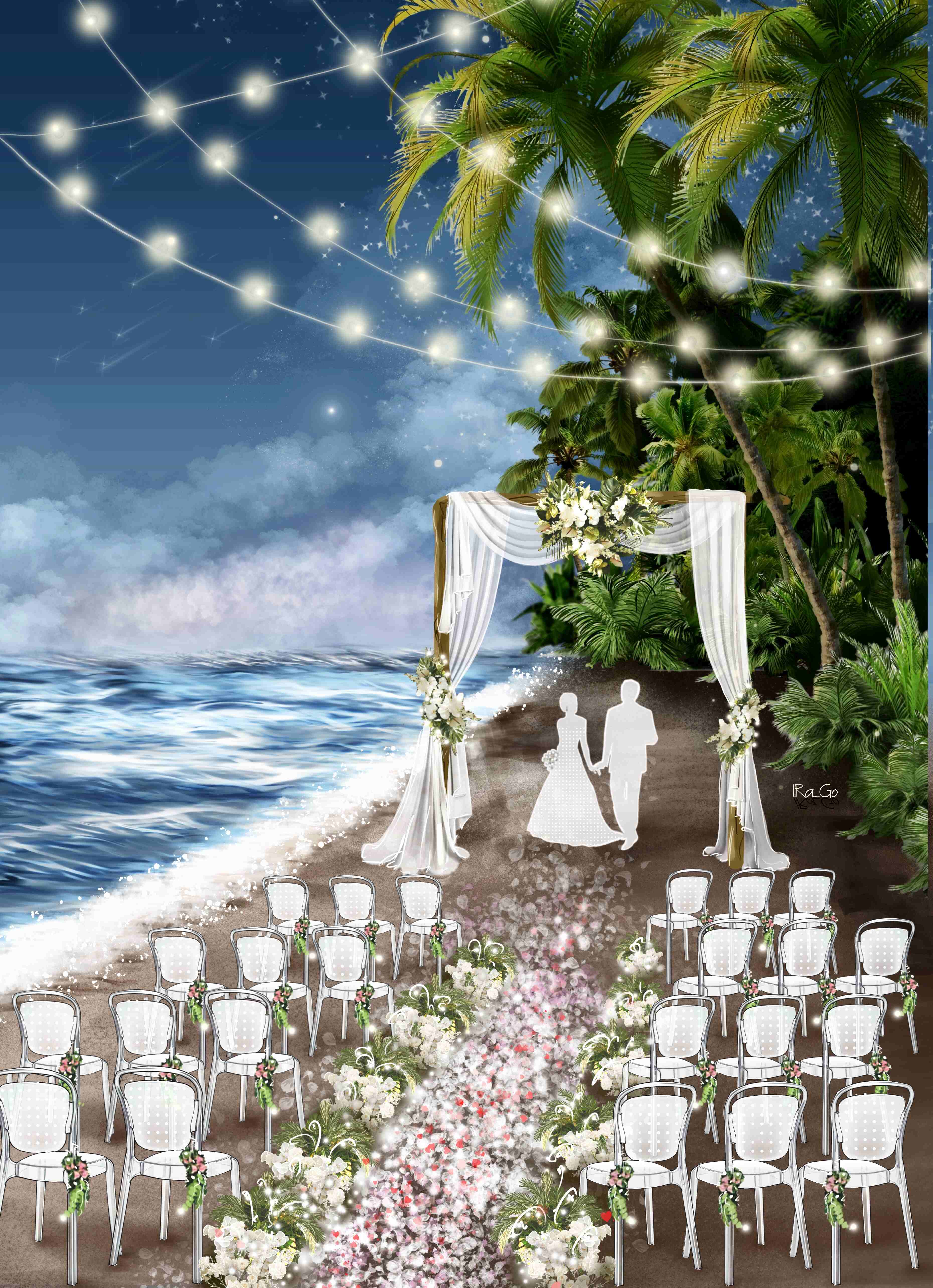 Свадьба на берегу океана. Зона регистрации. Ивент-скетч. Таймлапс